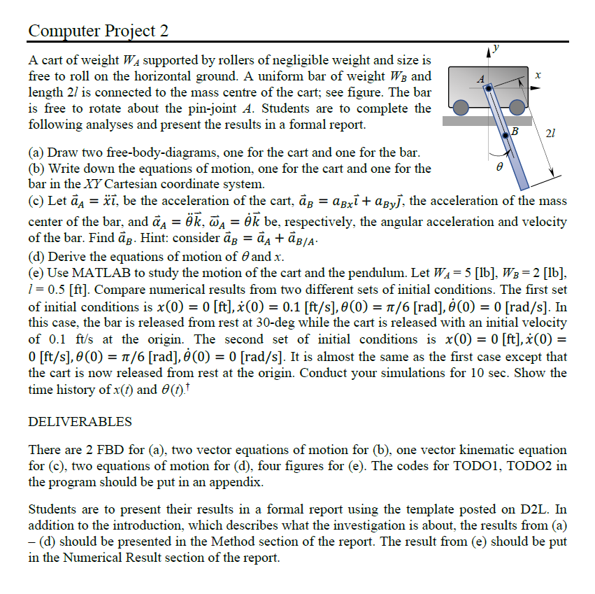 Solved Computer Project 2A cart of ﻿weight WA ﻿supported by | Chegg.com
