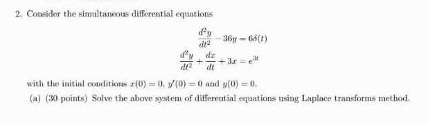 Solved 2. Consider the simultaneous differential equations | Chegg.com