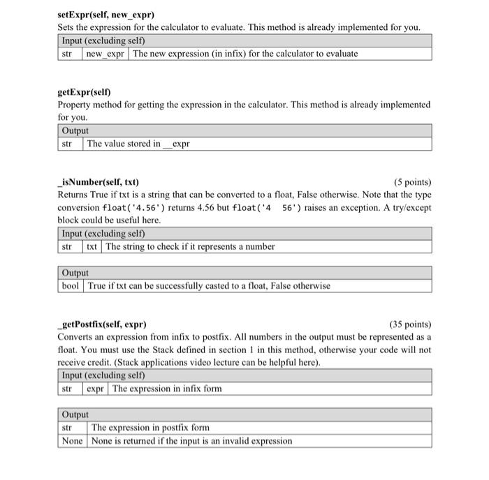 Section 2: The Calculator class (50 points) Implement | Chegg.com