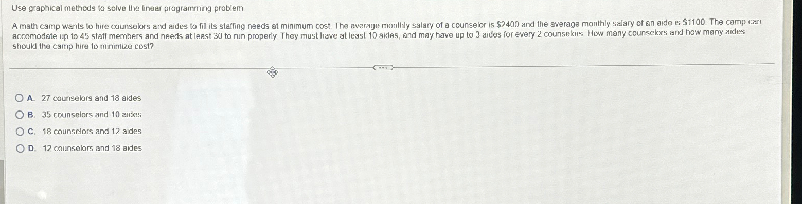 Solved Use graphical methods to solve the linear programming | Chegg.com