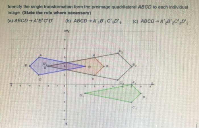 Solved Identify the single transformation form the preimage | Chegg.com