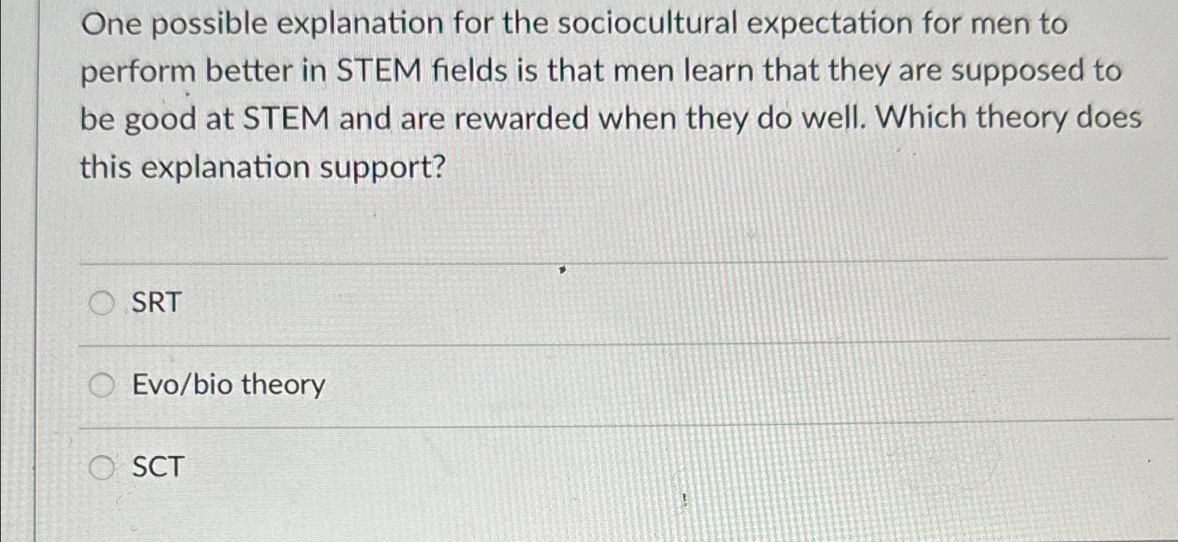 Solved One possible explanation for the sociocultural | Chegg.com