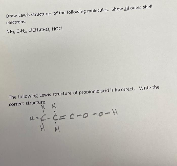 Solved Draw Lewis structures of the following molecules. | Chegg.com