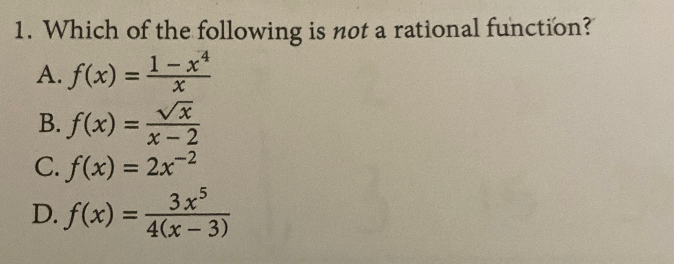 Solved Which of the following is not a rational | Chegg.com