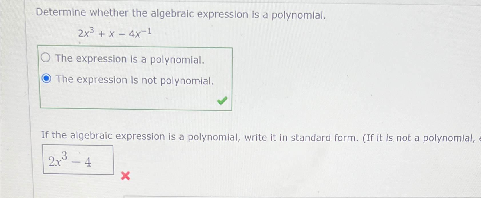 Solved Determine whether the algebraic expression is a | Chegg.com