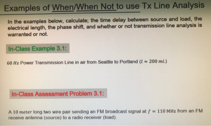 Solved Examples of When/ When Not to use Tx Line Analysis In | Chegg.com