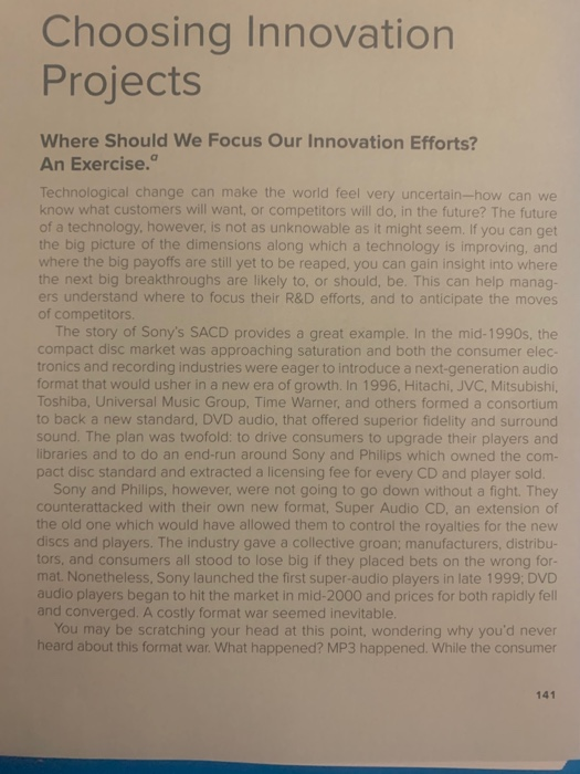 Solved Choosing Innovation Projects Where Should We Focus | Chegg.com