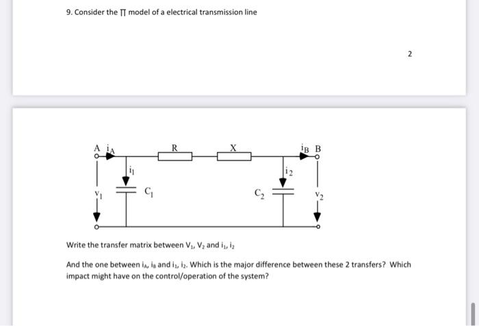 Solved 9. Consider the Π model of a electrical transmission | Chegg.com