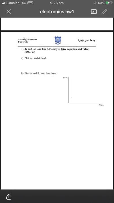 Solved 3) de and ac load line AC analysis Igive equation and | Chegg.com