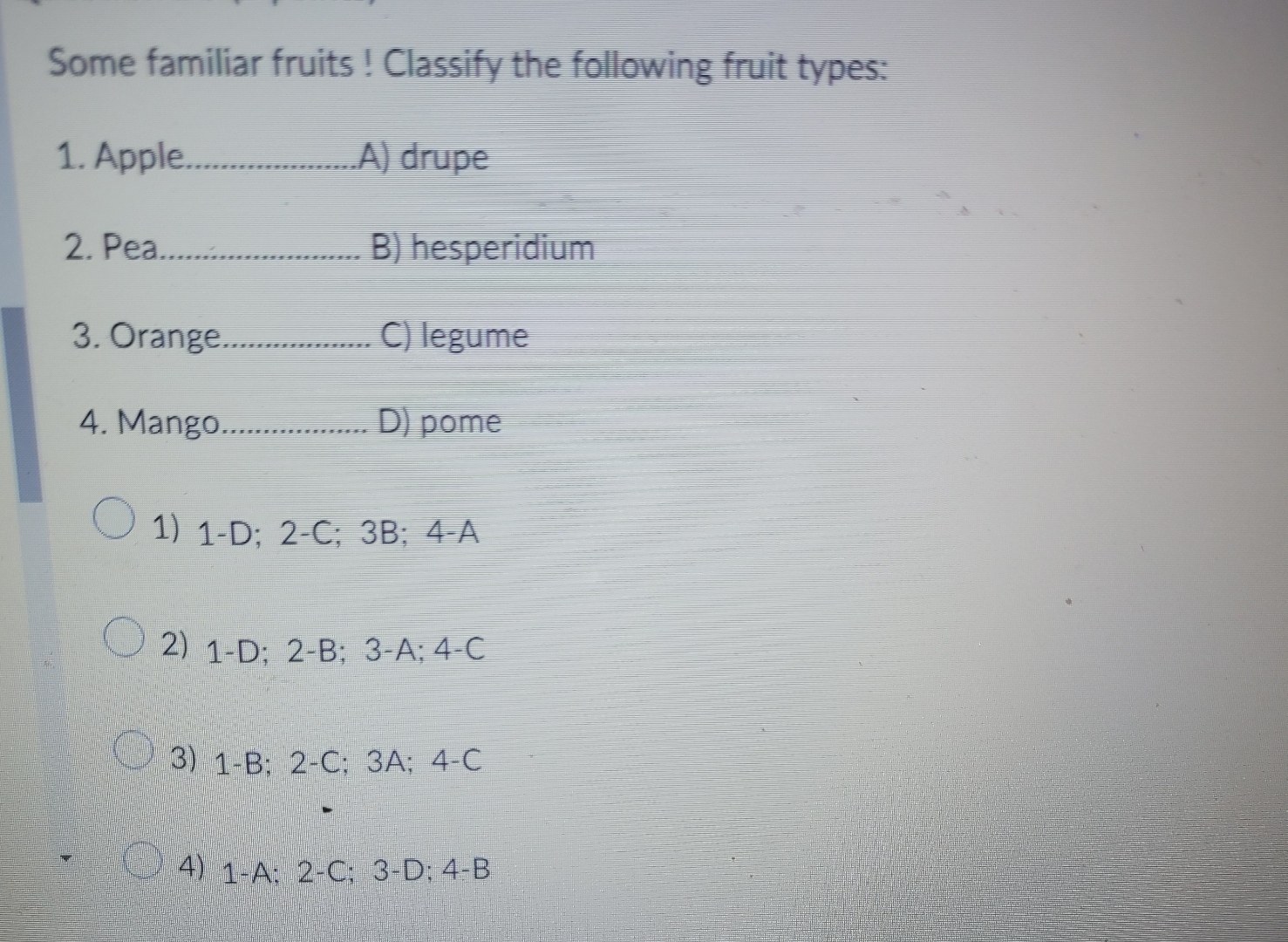 Solved Some familiar fruits ! ﻿Classify the following fruit | Chegg.com