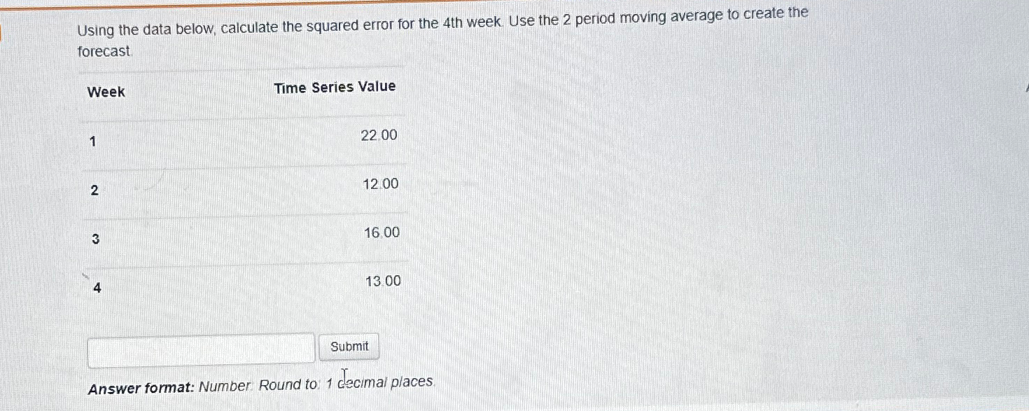 Solved Using the data below, calculate the squared error for | Chegg.com