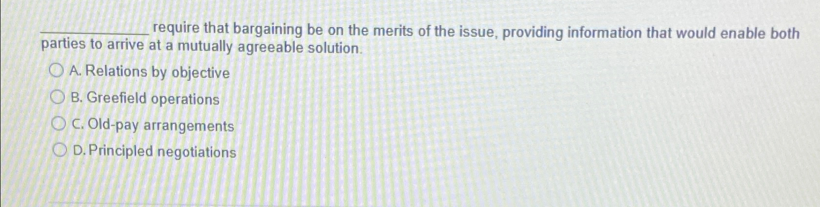 Solved require that bargaining be on the merits of the | Chegg.com