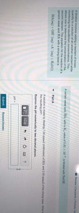 Solved Review Constants Periodic A titration involves adding | Chegg.com