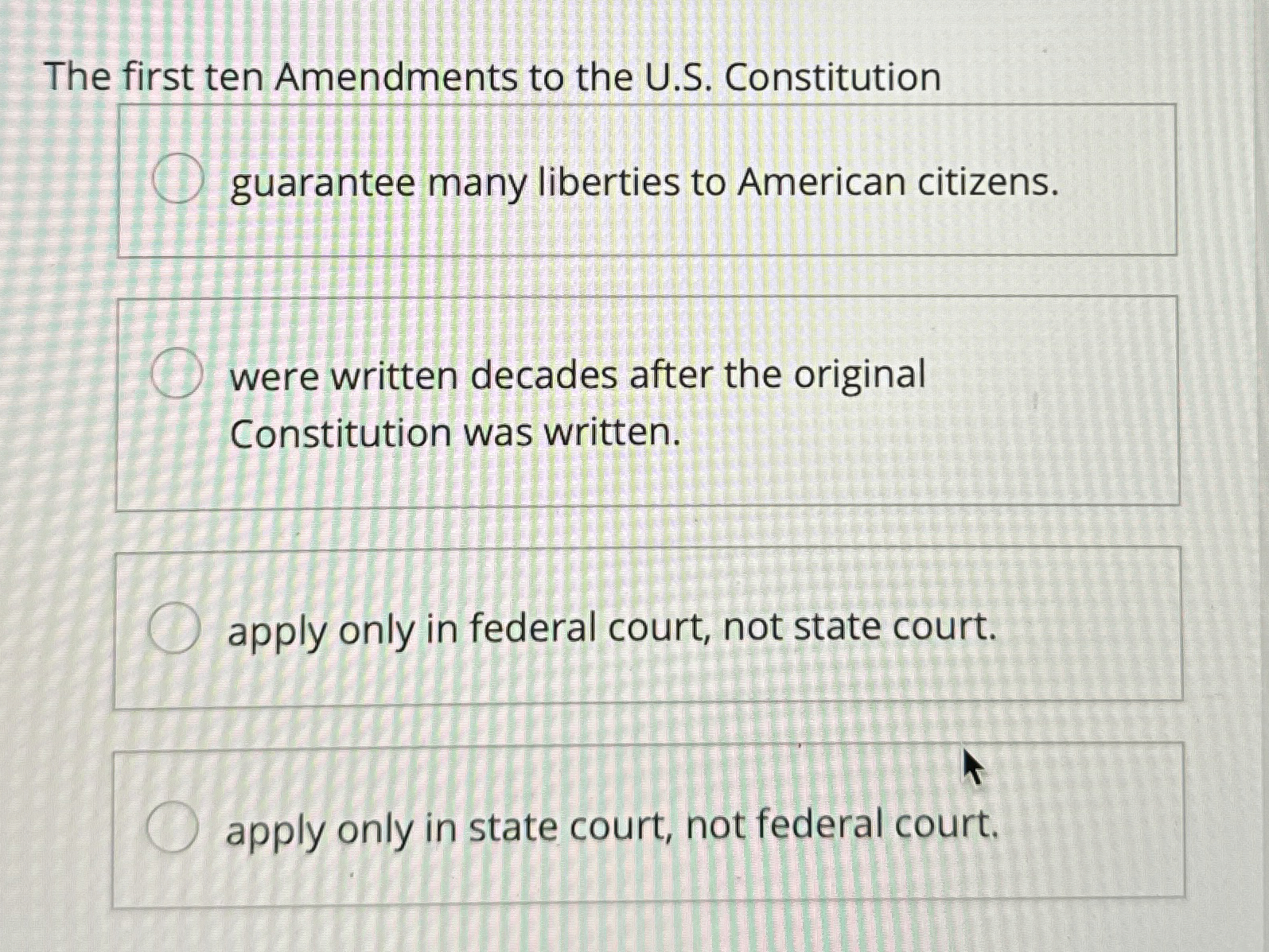 Solved The first ten Amendments to the U.S. | Chegg.com