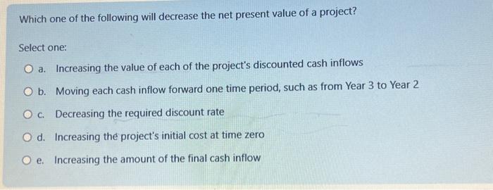Solved Which one of the following will decrease the net | Chegg.com