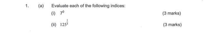 Solved (a) Evaluate each of the following indices: (i) \\( | Chegg.com