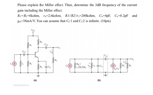 Solved Please explain the Miller effect. Then, determine the | Chegg.com