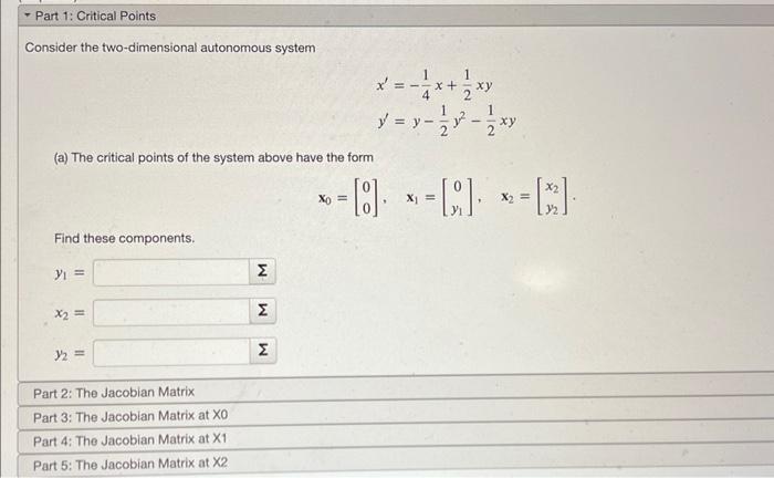 Solved Consider the two-dimensional autonomous system | Chegg.com