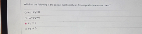 Solved Which of the following is the correct null hypothesis | Chegg.com