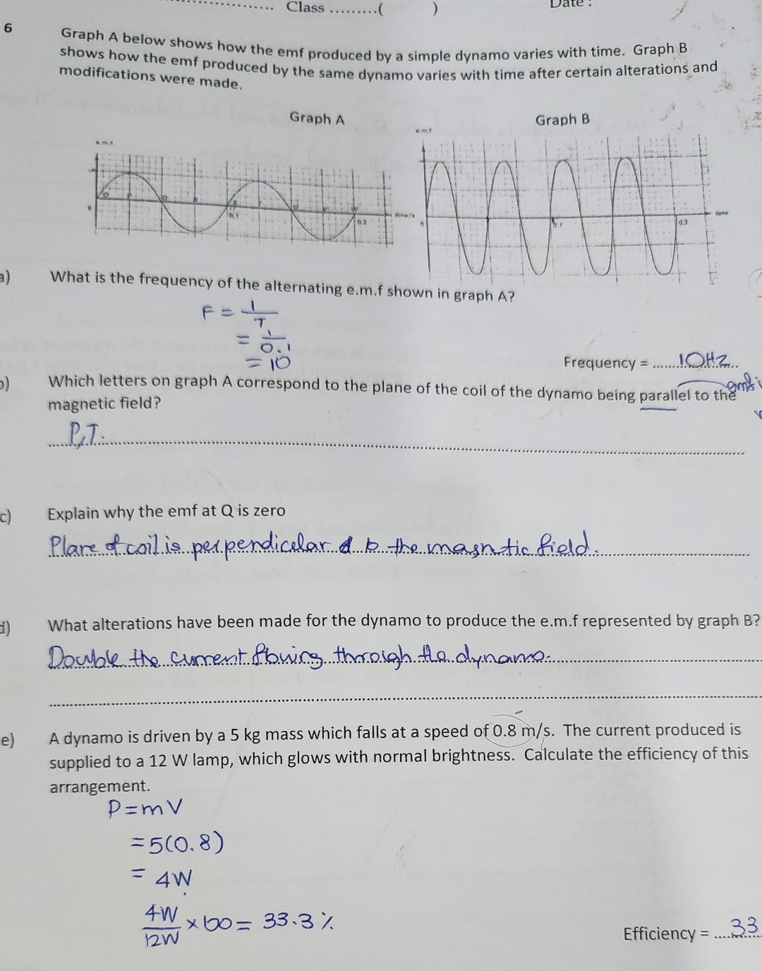 Solved 6 ﻿Graph A below shows how the emf produced by a | Chegg.com