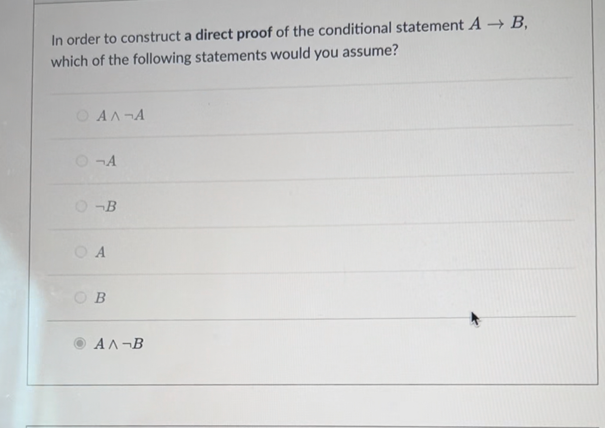Solved In order to construct a direct proof of the | Chegg.com