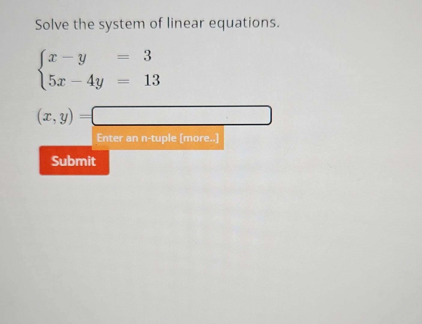 Solved Solve the system of linear equations. ſx x-y 5x - | Chegg.com