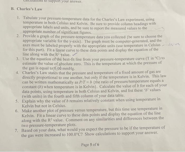 Solved Part B:B. Charles's Law 1. Tabulate your | Chegg.com