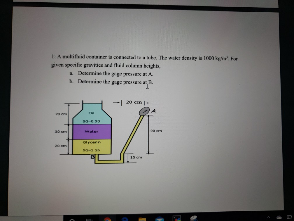 Solved 1: A multifluid container is connected to a tube. The | Chegg.com