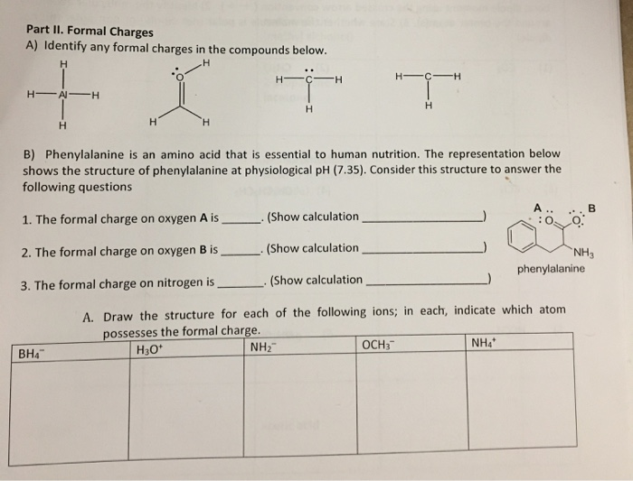 Solved Part II. Formal Charges A) Identify any formal | Chegg.com Solved Part II. Formal Charges A) Identify any formal | Chegg.com