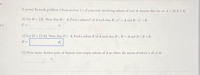 Solved (1 point) Rework problem 5 from section 1.1 of your | Chegg.com