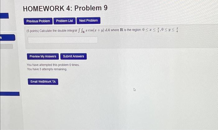 Solved (5 points) Calculate the double integral | Chegg.com