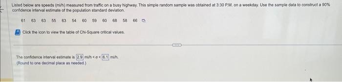 Solved Listed below are speeds (mih) measured from traffic | Chegg.com