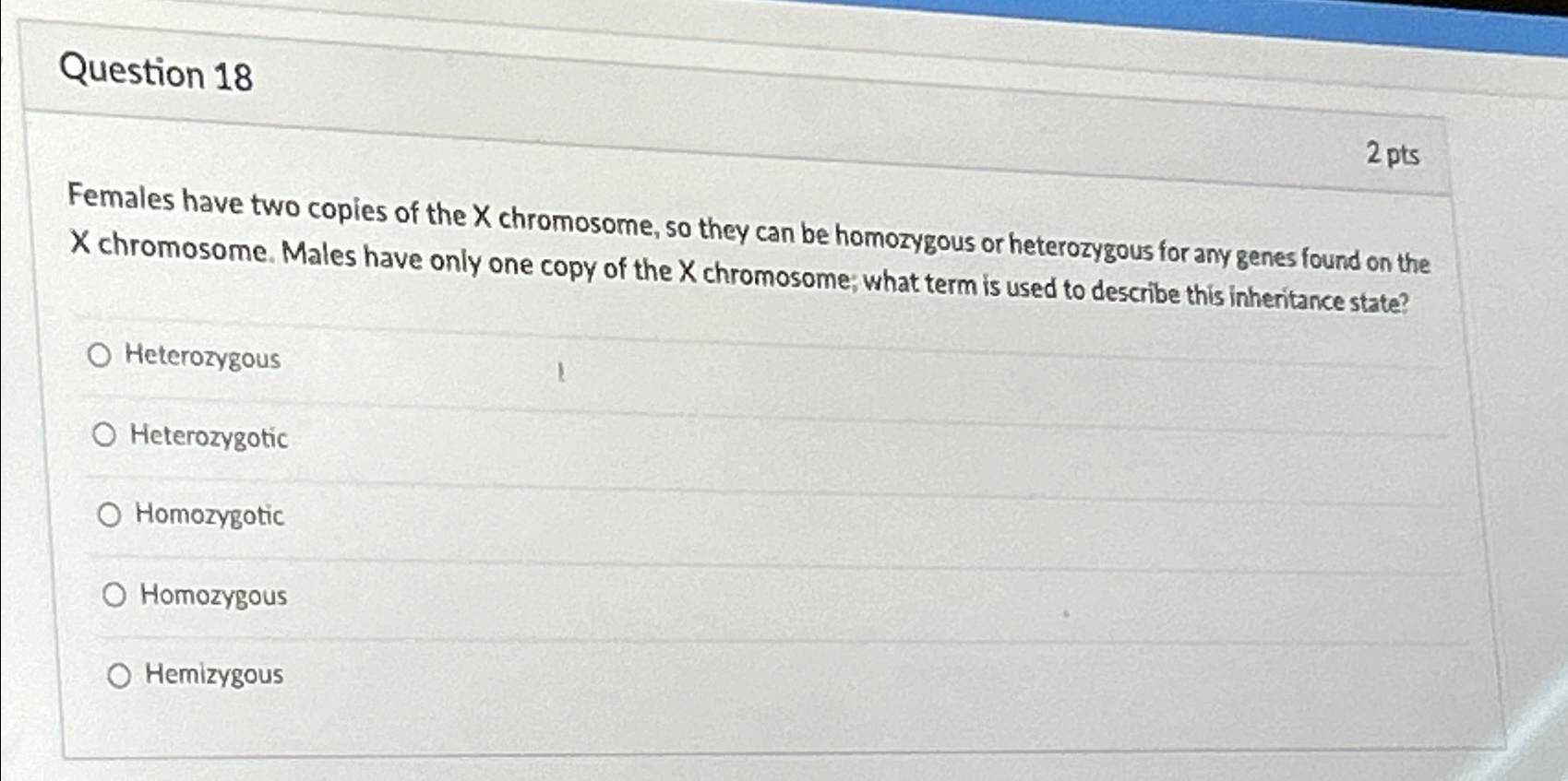 Solved Question 182 ﻿ptsFemales have two copies of the x | Chegg.com