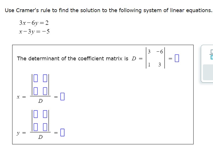 Solved Use Cramer's rule to find the solution to the | Chegg.com