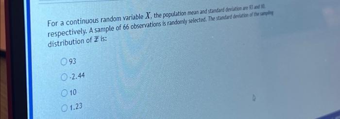 Solved For a continuous random variable X, the population | Chegg.com
