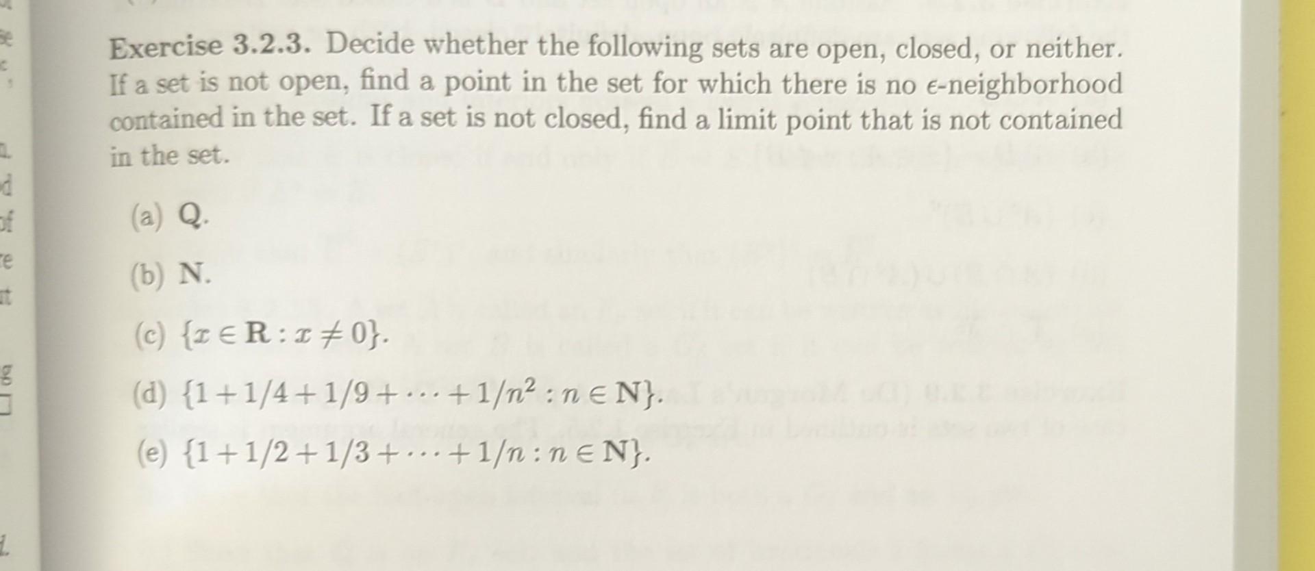 Solved Exercise 3.2 .3 . Decide whether the following sets | Chegg.com