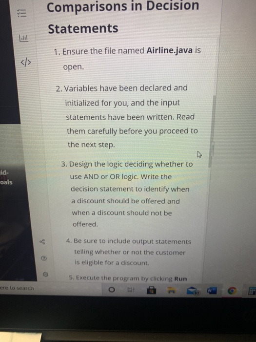 Solved ady Tools Comparisons in Decision Statements |ll S | Chegg.com