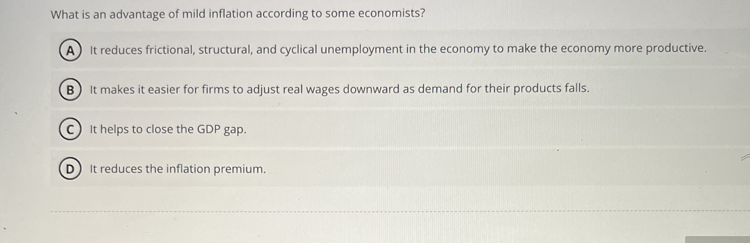 Solved What is an advantage of mild inflation according to | Chegg.com