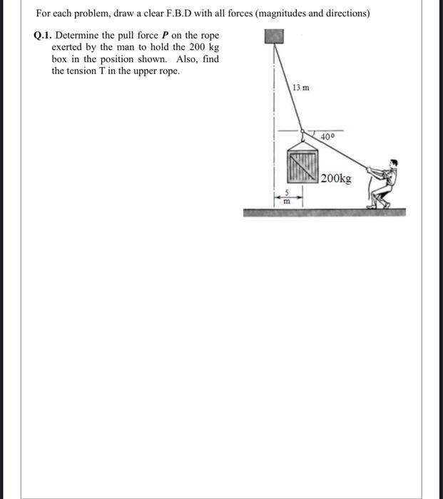 Solved For each problem, draw a clear F.B.D with all forces | Chegg.com