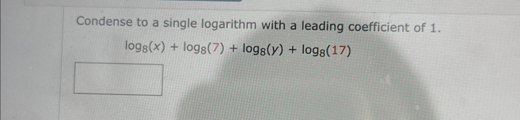 Solved Condense to a single logarithm with a leading | Chegg.com