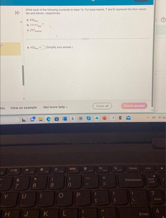 Solved Jury - F6 Y K Write each of the following numerals in | Chegg.com