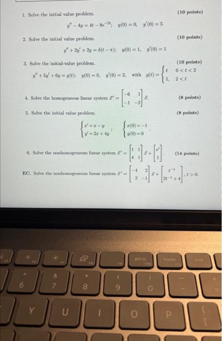 Solved 1. Solve the initial value problern. (10 points) | Chegg.com
