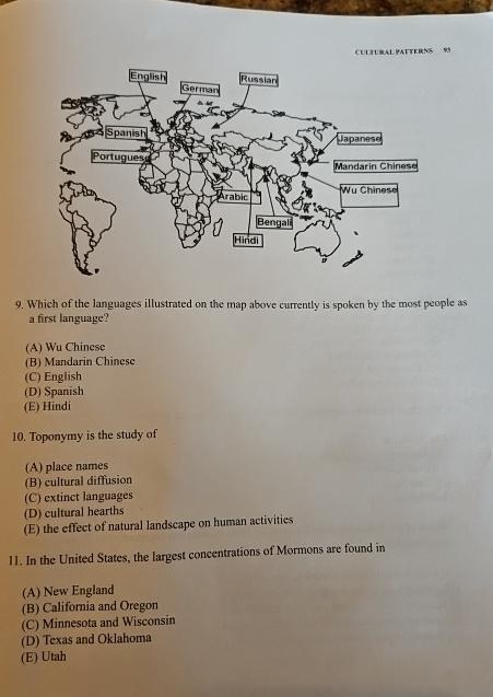 Which of the languages illustrated on the map above | Chegg.com