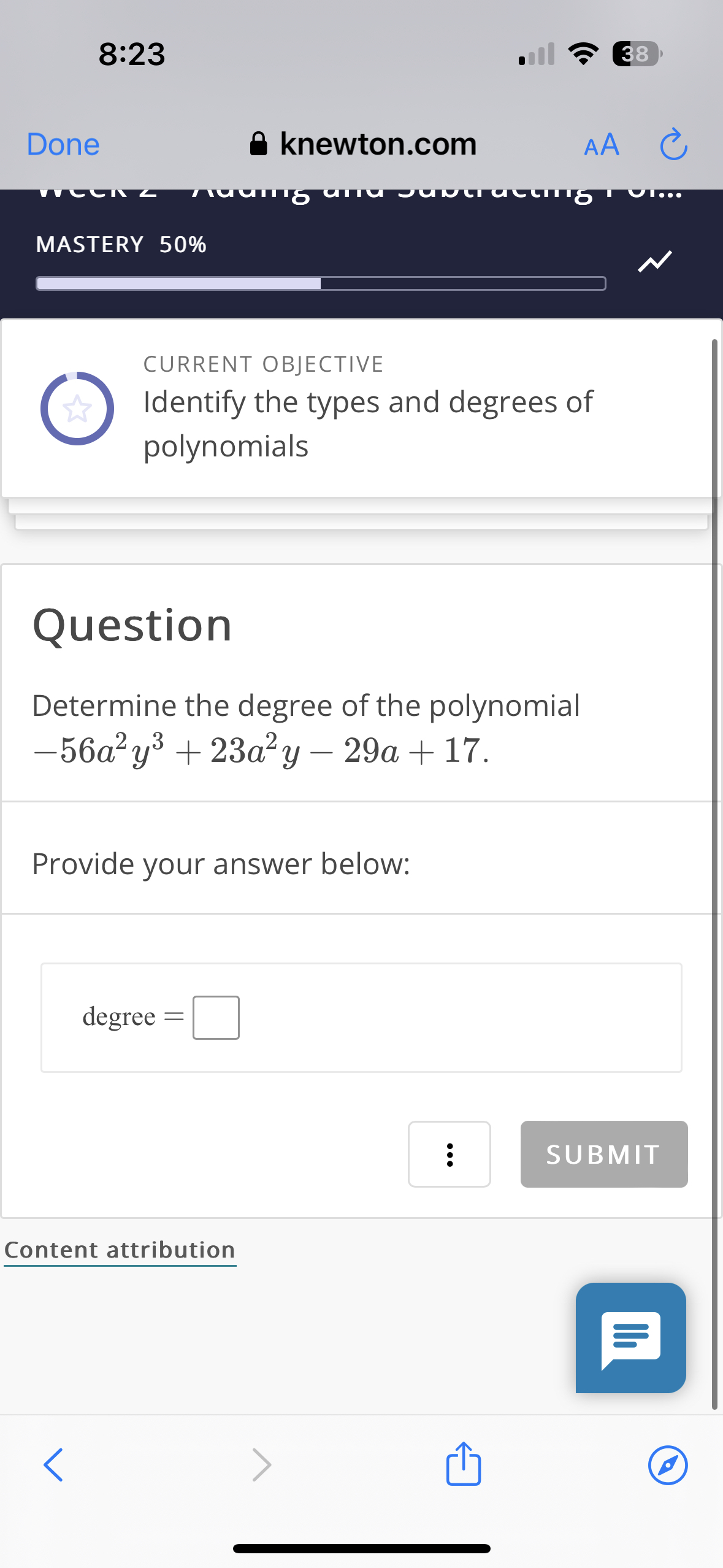 Solved 8:23Doneknewton.comMASTERY 50%CURRENT | Chegg.com