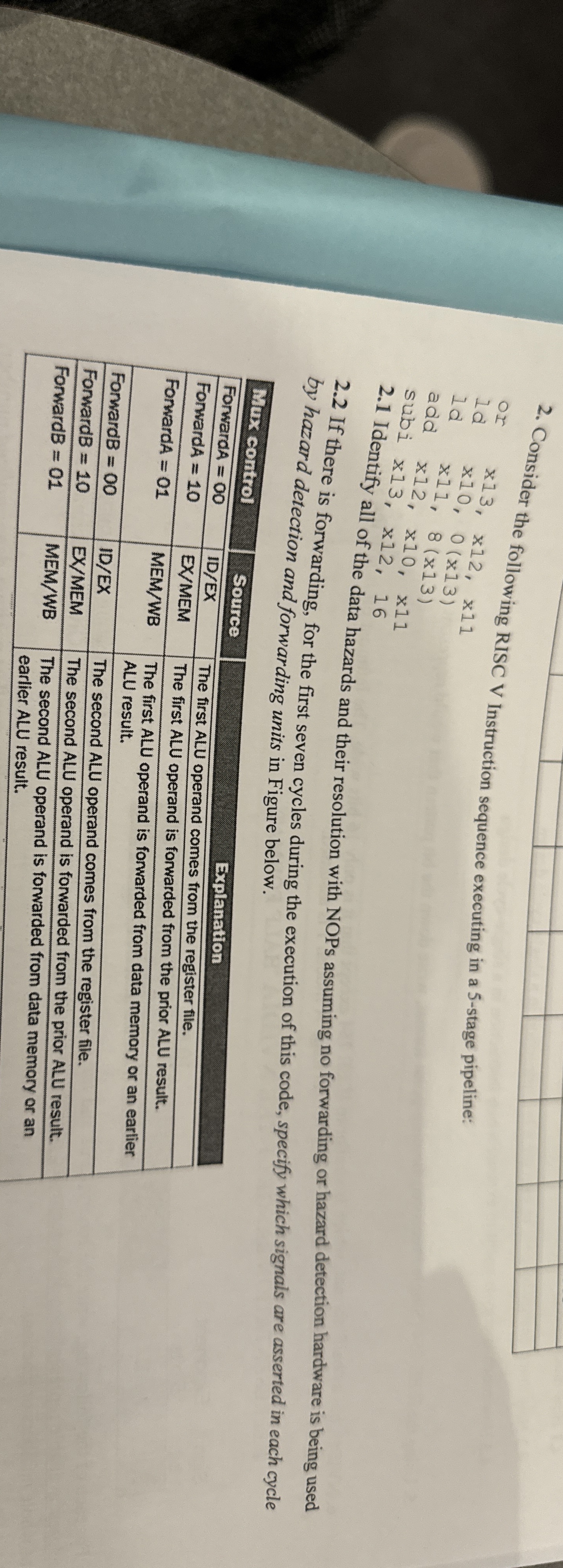 Solved by an EXPERT Consider the following RISC V Instruction sequence | Chegg.com