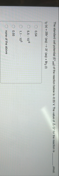 Solved The Standard Cell Potential E ﻿cell ﻿of The