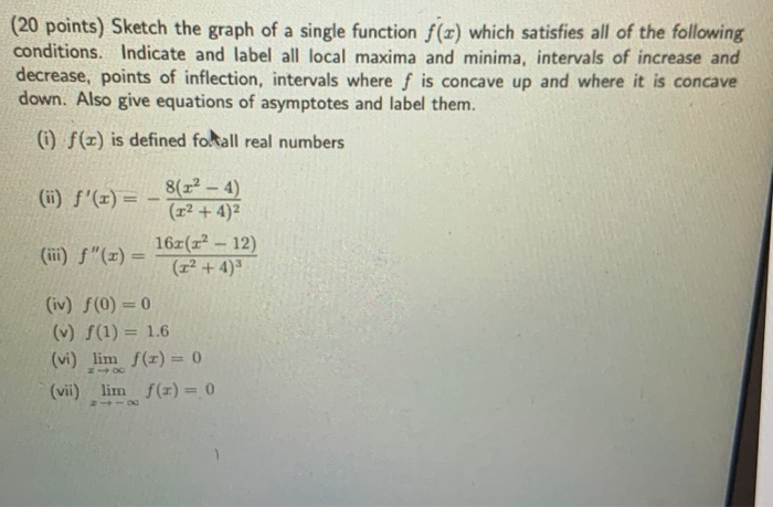 Solved (20 points) Sketch the graph of a single function | Chegg.com