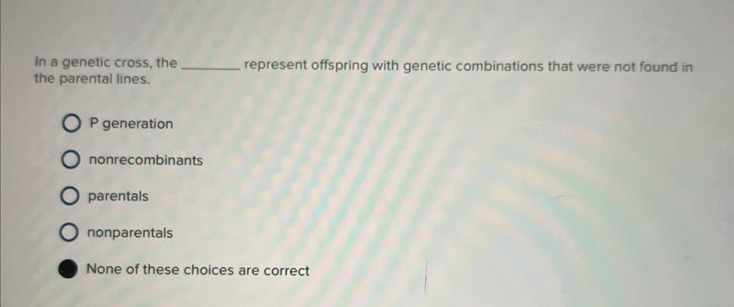 Solved In a genetic cross, the ﻿represent offspring with | Chegg.com