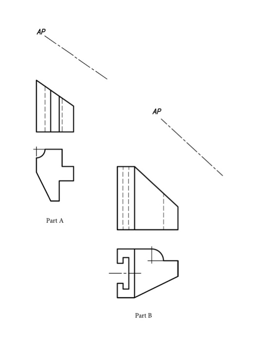 Solved 1. Two views are given. Redraw the views as draw the | Chegg.com