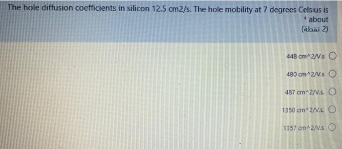 Solved The hole diffusion coefficients in silicon 12.5 | Chegg.com